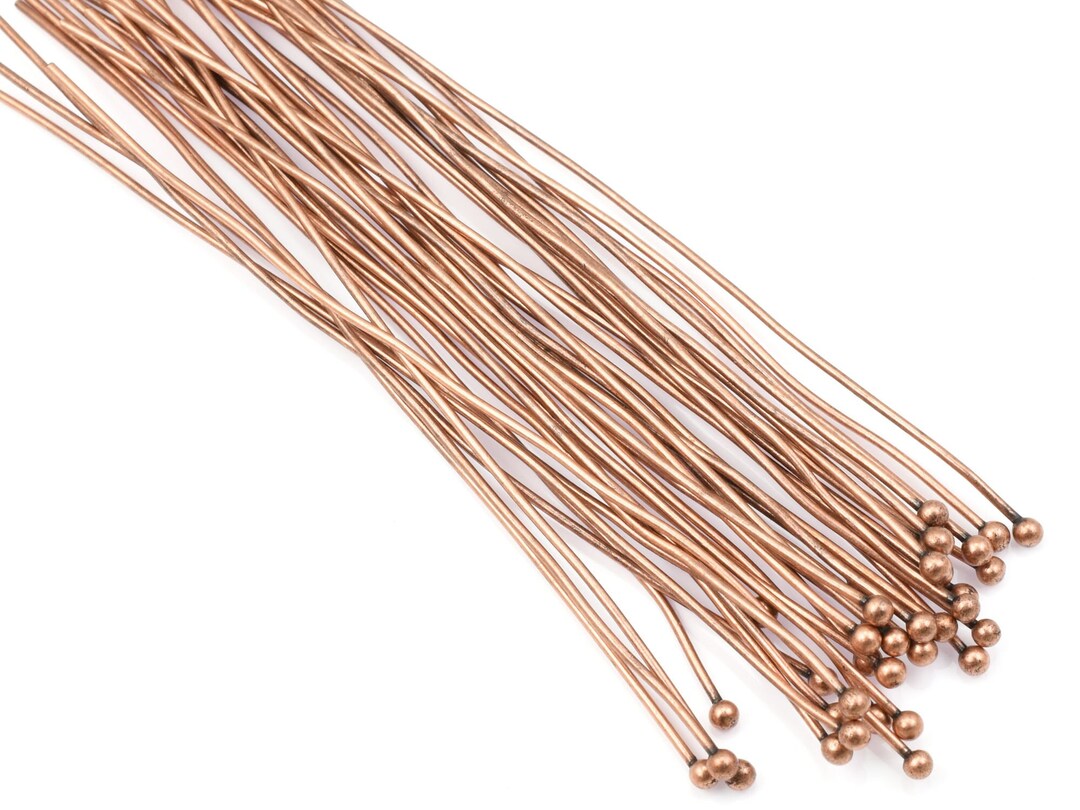 36 Antique Copper Ball Pins - 3" Long 21 Gauge Antique Copper Plated ...