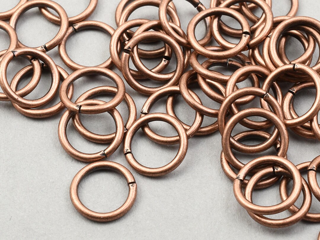 50 Pieces 8mm 18 Gauge Antique Copper Jumpring Findings - 8mm OD Real ...