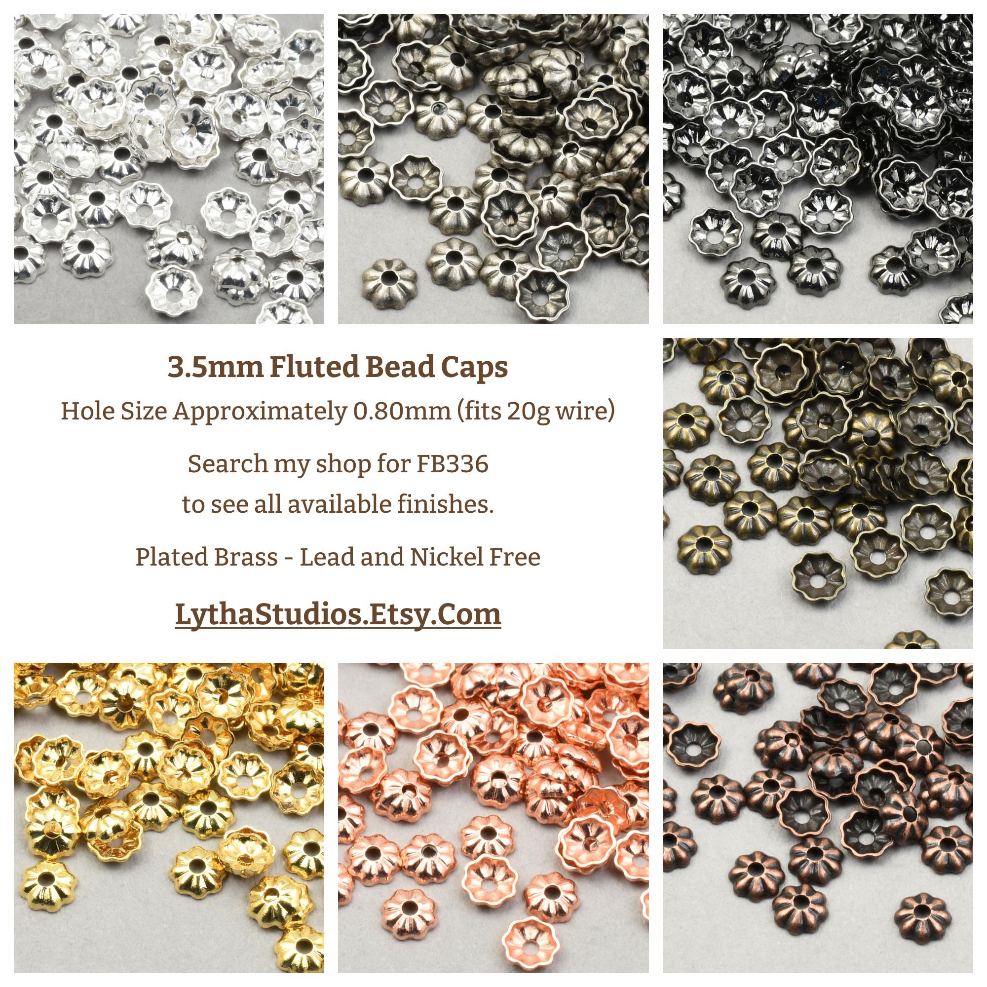 144 Pieces of TINY 3.5mm Fluted Bead Caps - COPPER Beadcap Findings ...
