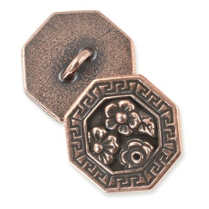 Antique Copper Button Clasp Findings - 17mm Tierracast Blossom Button ...