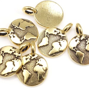 Antique Gold Charms Gold Earth Charm Tiny World Charm Globe Earth ...