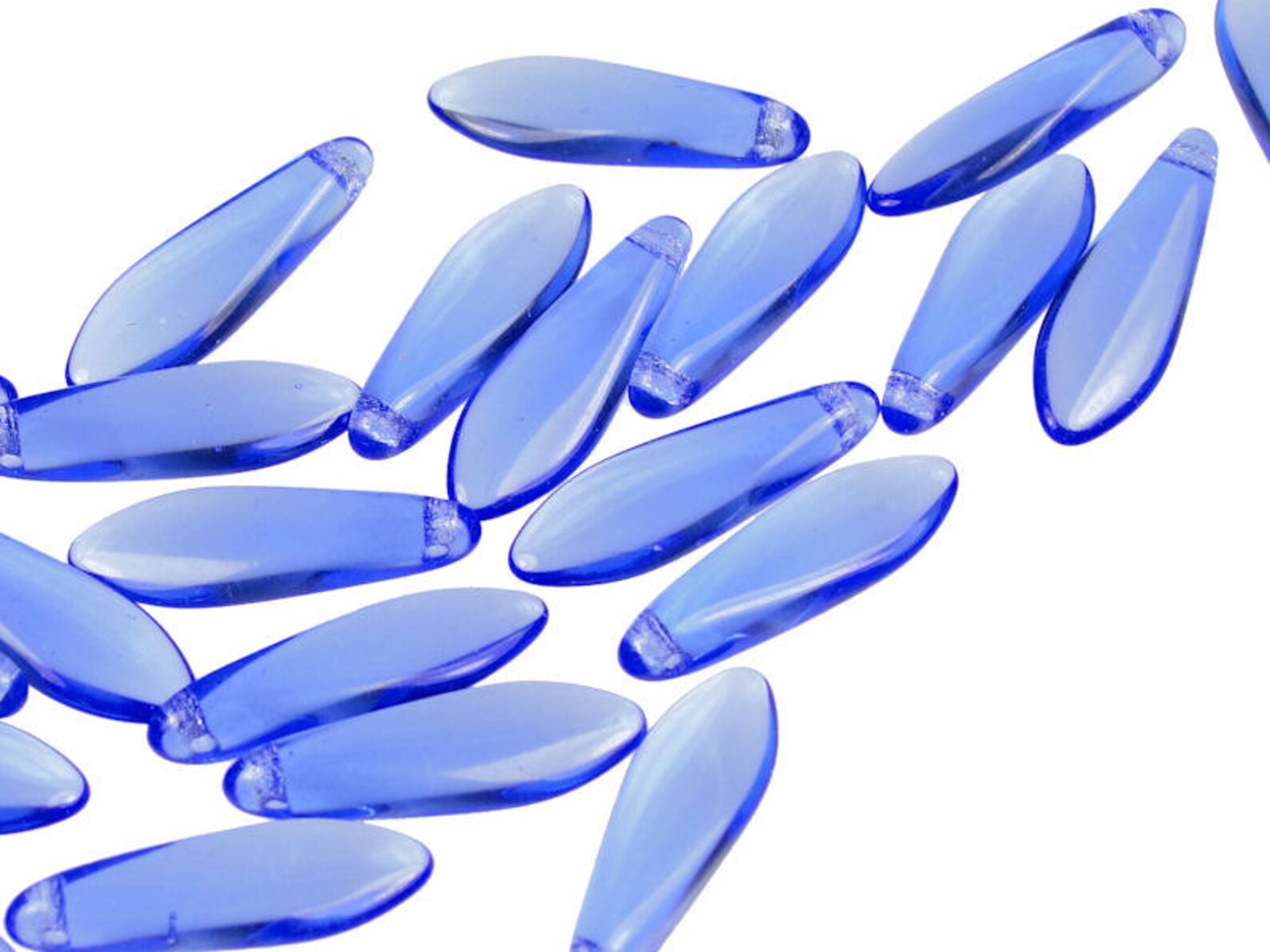 50 SAPPHIRE BLUE Briolette Beads 16mm X 5mm Dagger Czech | Etsy