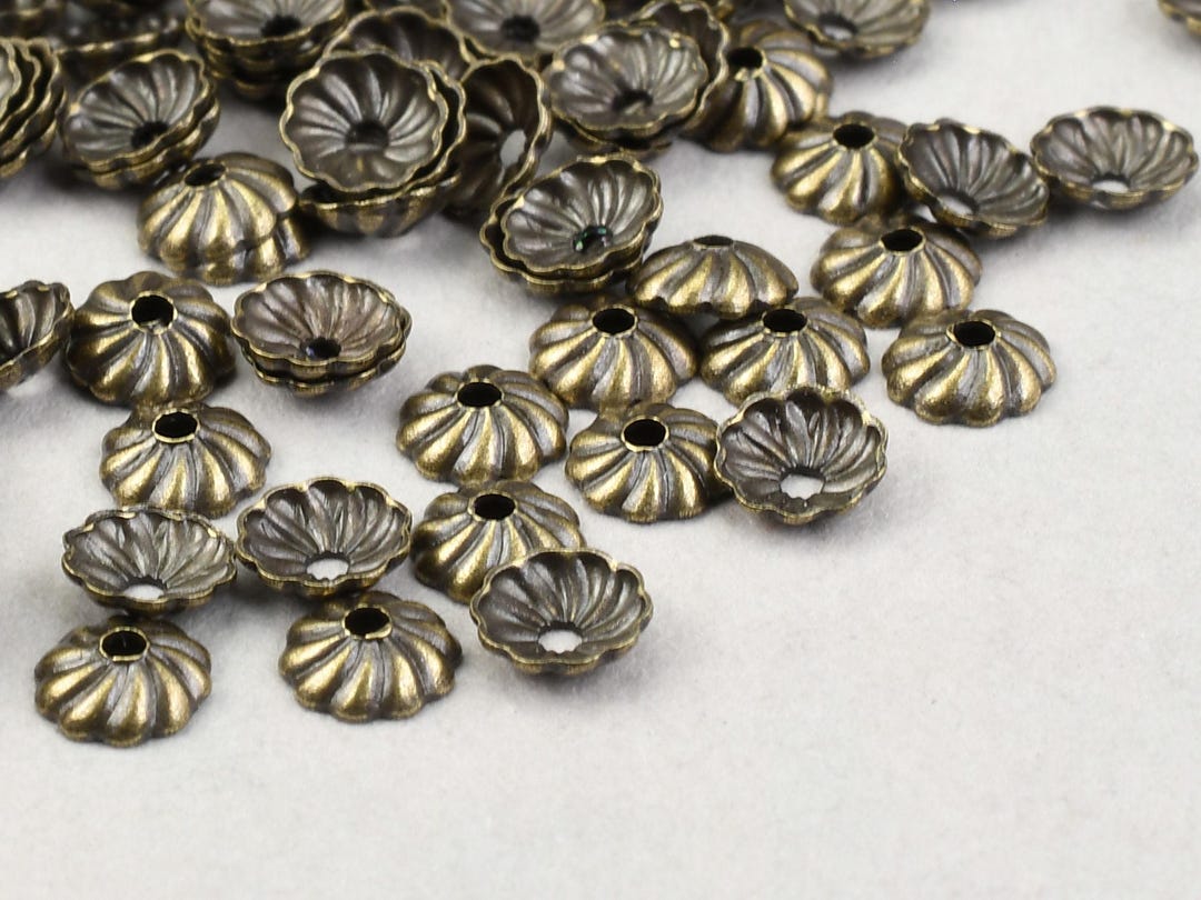 144 Pieces of TINY 4mm Swirled Dome Bead Caps - ANTIQUE BRASS Beadcap ...