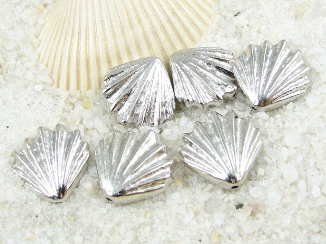 Tierracast LG SHELL BEADS Bright Silver Seashell Beads - Etsy