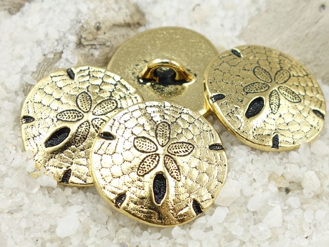 Sand Dollar Button Findings Tierracast Antique Gold Button | Etsy