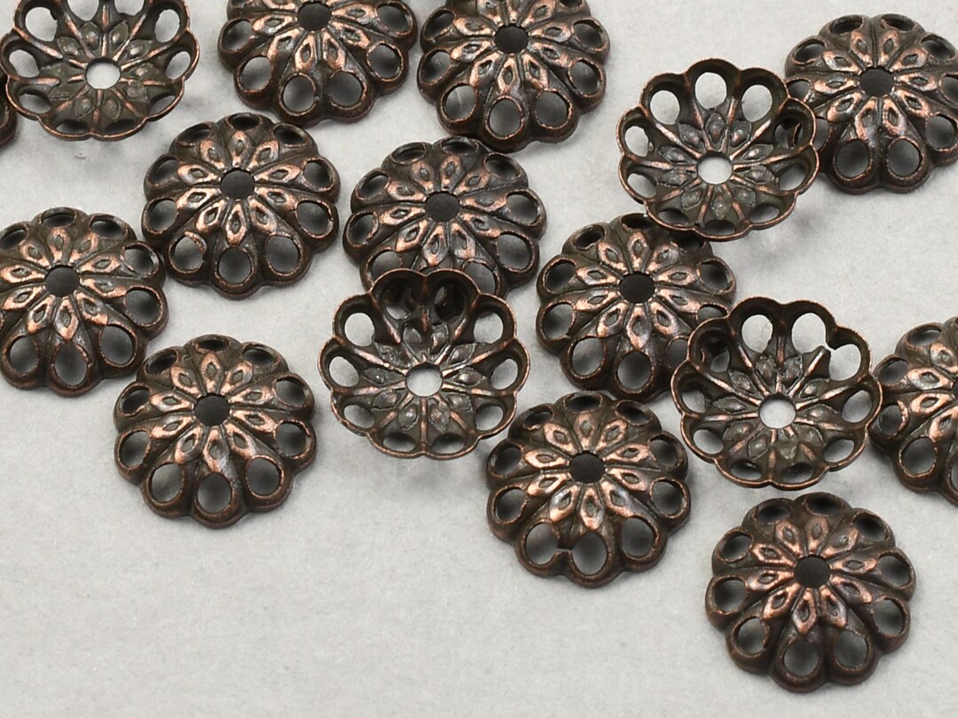 144 Pieces of 6mm Open Filigree Bead Caps - ANTIQUE COPPER Beadcaps ...