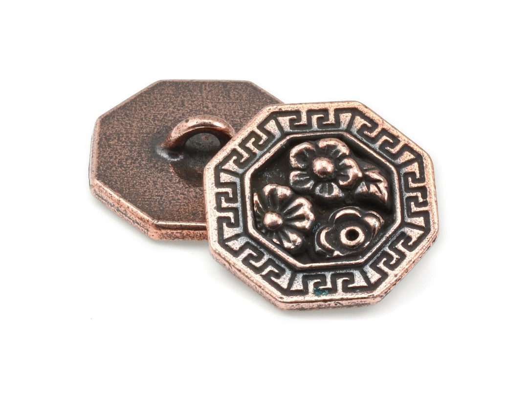 Antique Copper Button Clasp Findings - 17mm Tierracast Blossom Button ...