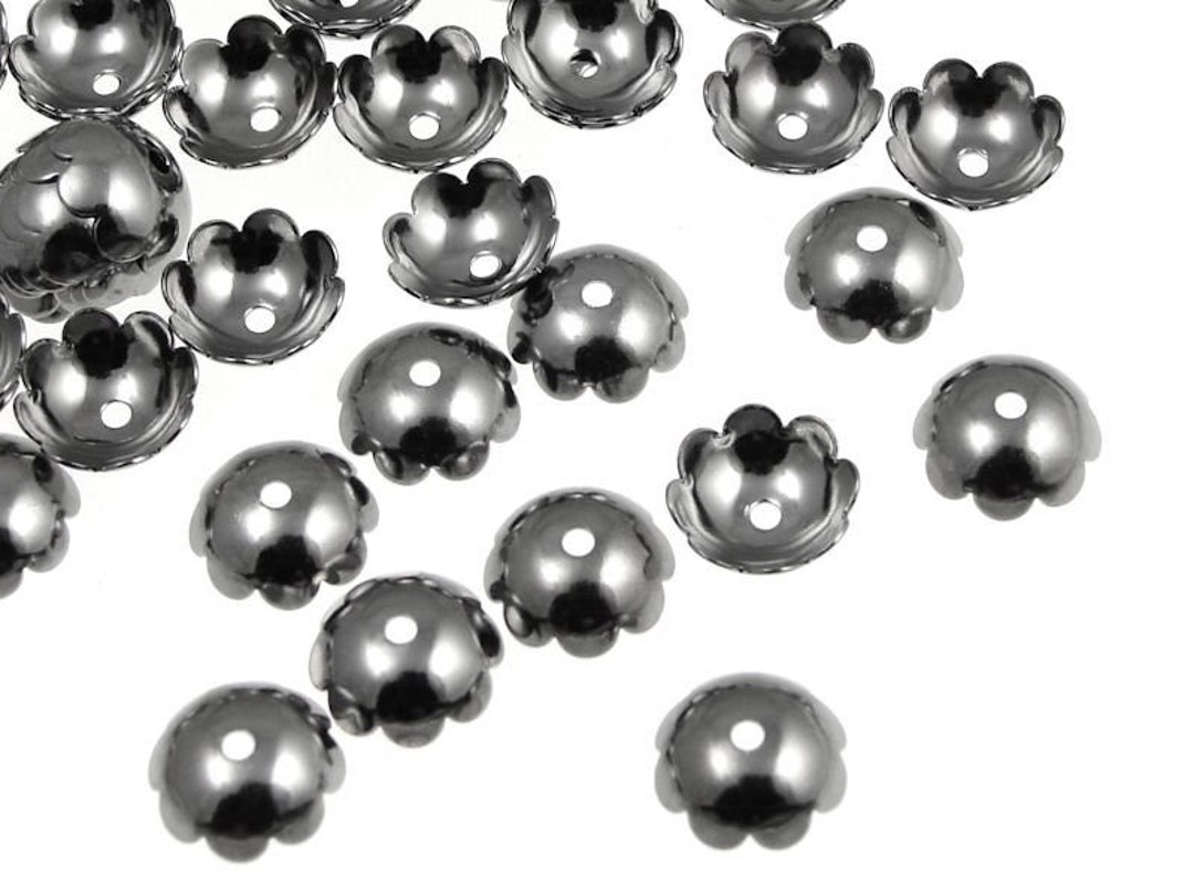 48 Pieces of 8mm Scalloped Dome Bead Caps - GUNMETAL Bead Caps Findings ...