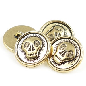 Tierracast SKULLY BUTTON Antique Gold Button Findings Skull Button ...