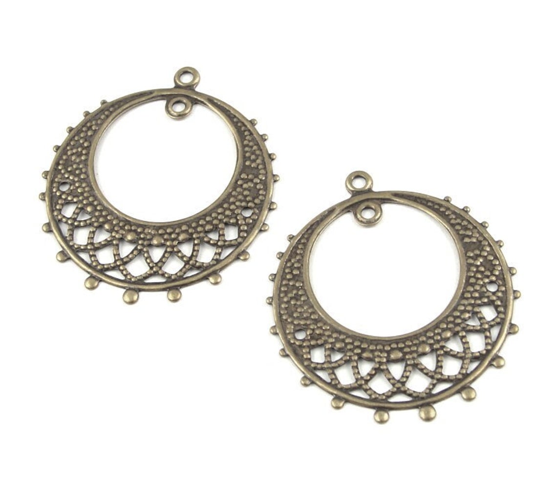 6 Antique Brass Charms Bronze Pendants 1 25mm Two Ring - Etsy