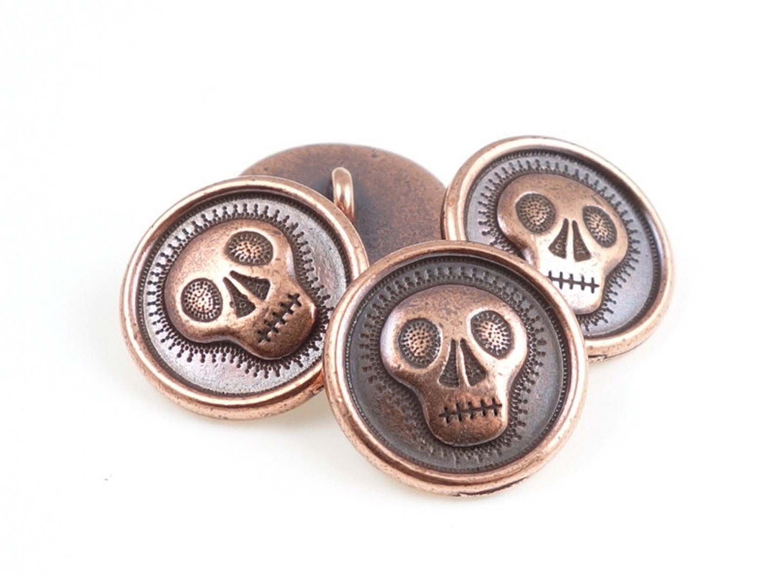 Day of the Dead Buttons Antique Copper Button Clasp Findings Tierracast ...