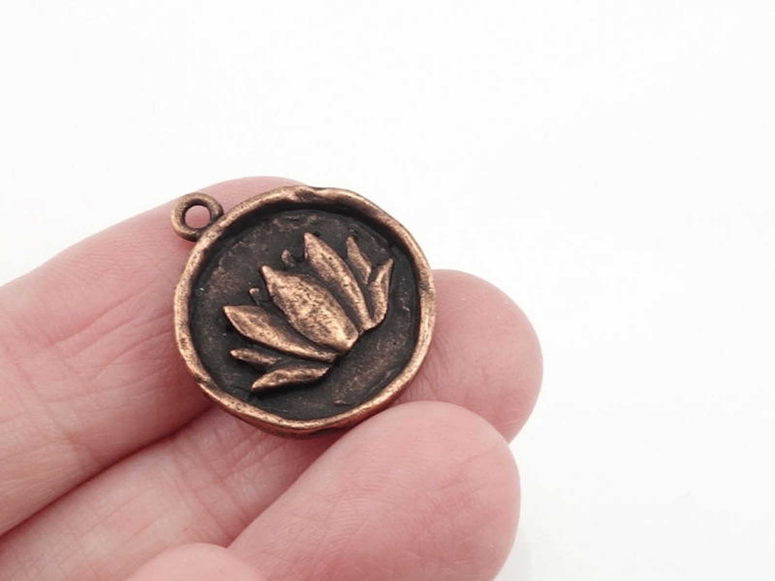 Antique Copper Pendant Copper Lotus Flower Pendant 20mm Lotus - Etsy