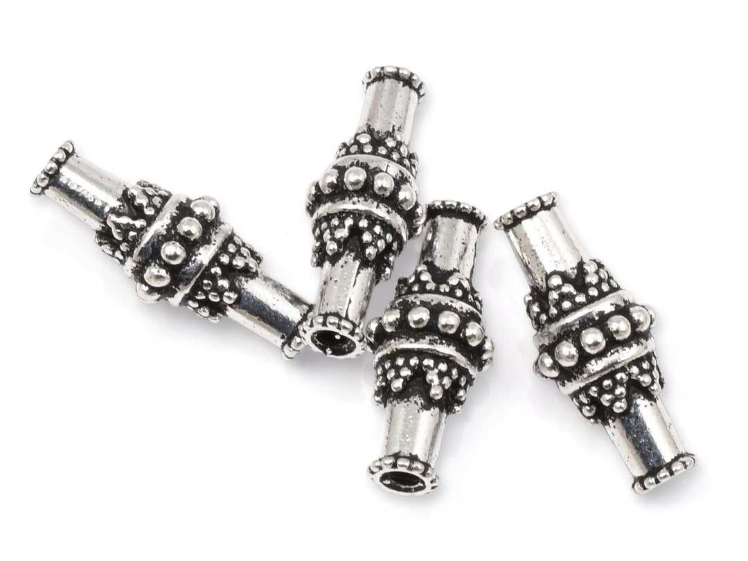 BALI BARREL Bead - Antique Silver Beads - 17mm Bali Style Barrel Tube ...