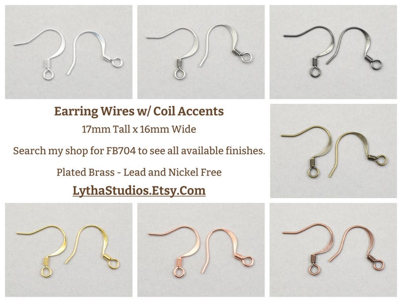48+ Pieces of Earring Wires With Coil Accent - ANTIQUE COPPER Ear Wire ...