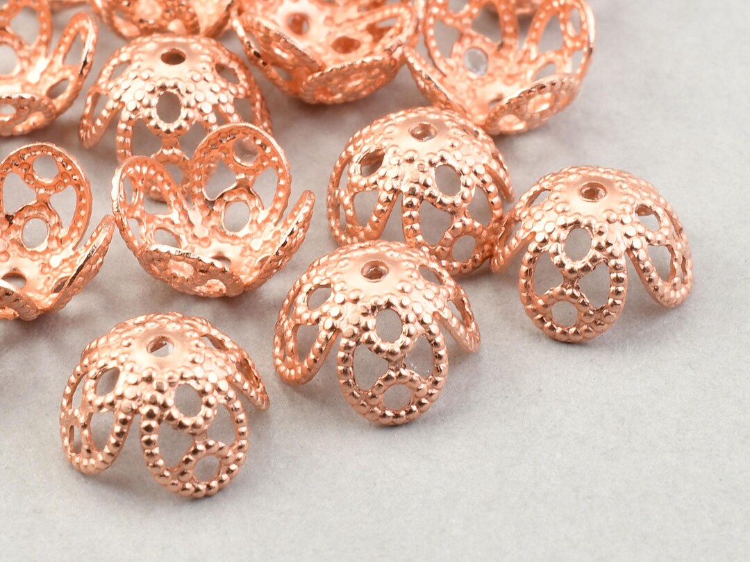 144 Piece Bulk Bag of 8mm Filigree Bead Caps - COPPER Bead Cap - Bright ...