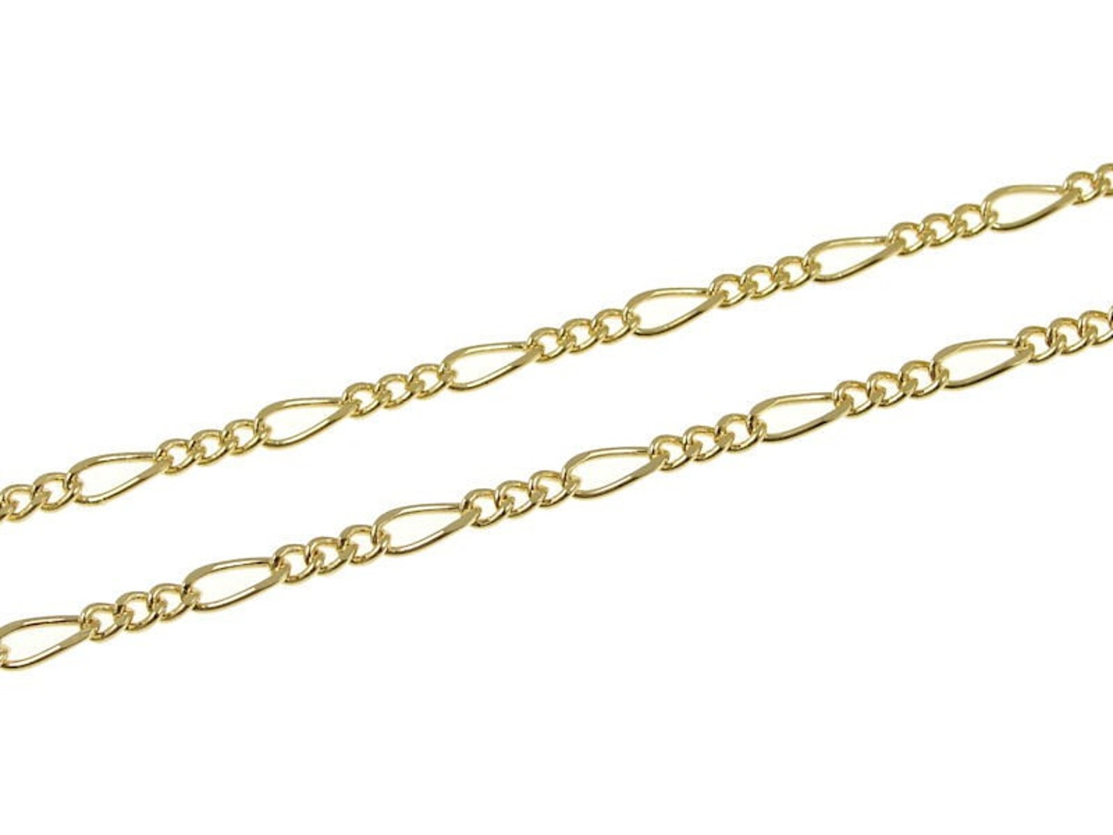 36 Inches Gold Chain 2mm Wide Gold Plated Figaro Chain | Etsy