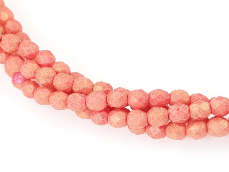 50 4mm Coral Color Beads 4mm Beads Faceted Firepolish Fire | Etsy
