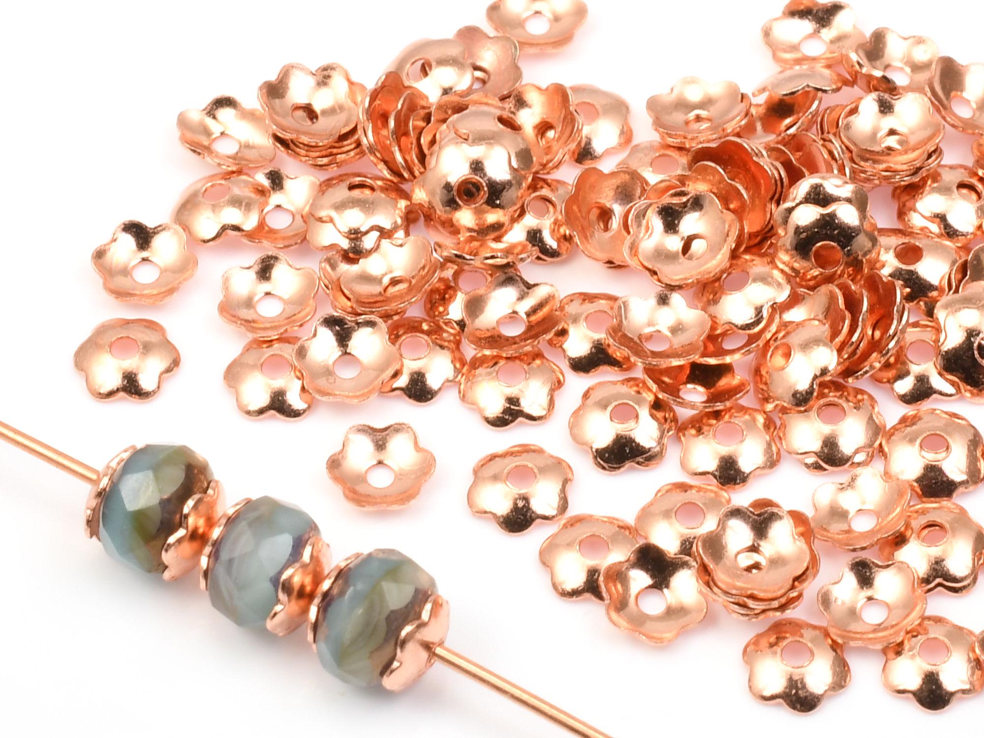 144 Pieces 4mm Scalloped Dome Bead Caps - Tiny Small Bright Copper Bead ...