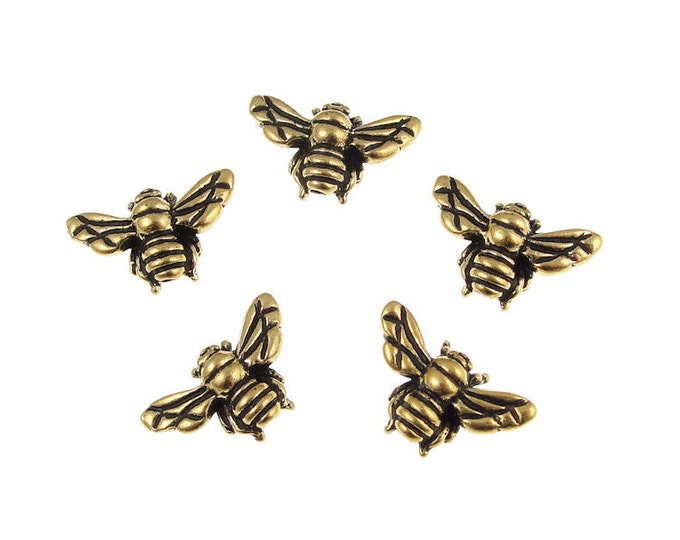 Gold Honeybee Beads Antique Gold Bee Beads Tierracast Pewter Gold Honey ...