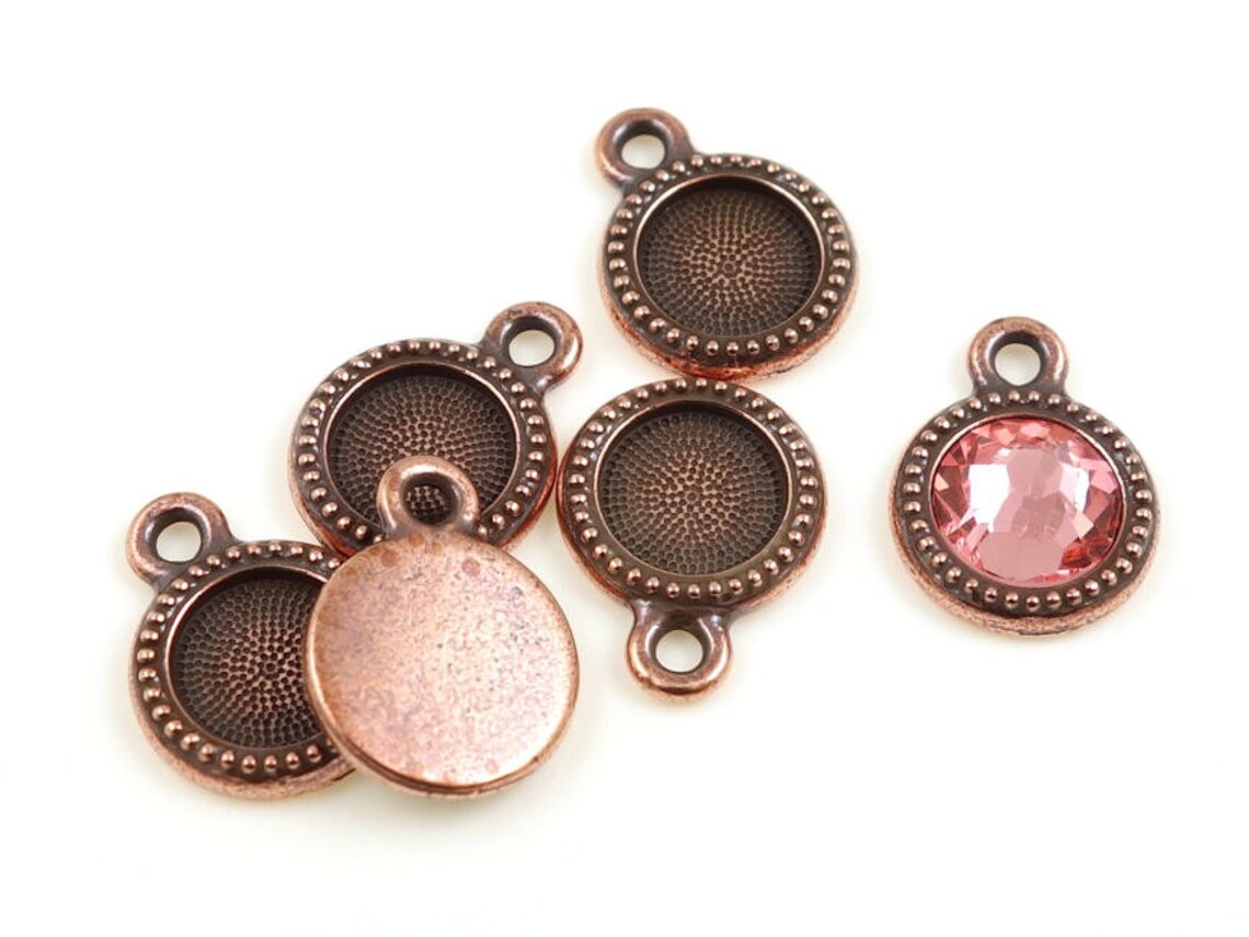 Tiny Antique Copper Charms for 7mm Swarovski Rhinestone Ss34 - Etsy