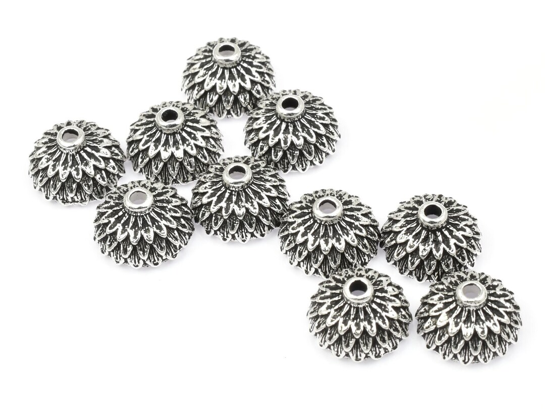 Antique Silver Acorn Bead Caps for 8mm or 10mm Beads - Tierracast Acorn ...