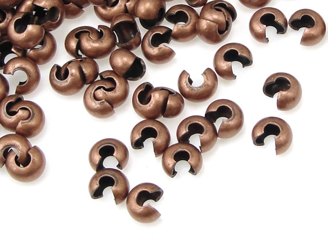 144 Copper Crimp Covers - 3mm Crimp Cover Findings - ANTIQUE COPPER ...