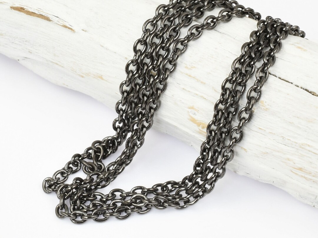 25 Foot Bulk Spool Delicate GUNMETAL Chain - 2mm X 3mm Fine Link Cable ...