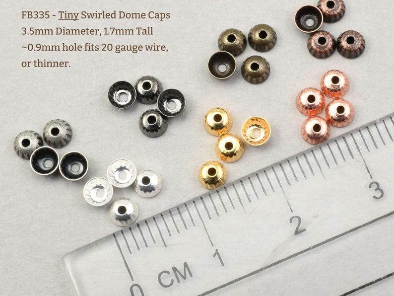 144 Pieces of TINY 3.5mm Swirled Dome Bead Caps - ANTIQUE BRASS Beadcap ...