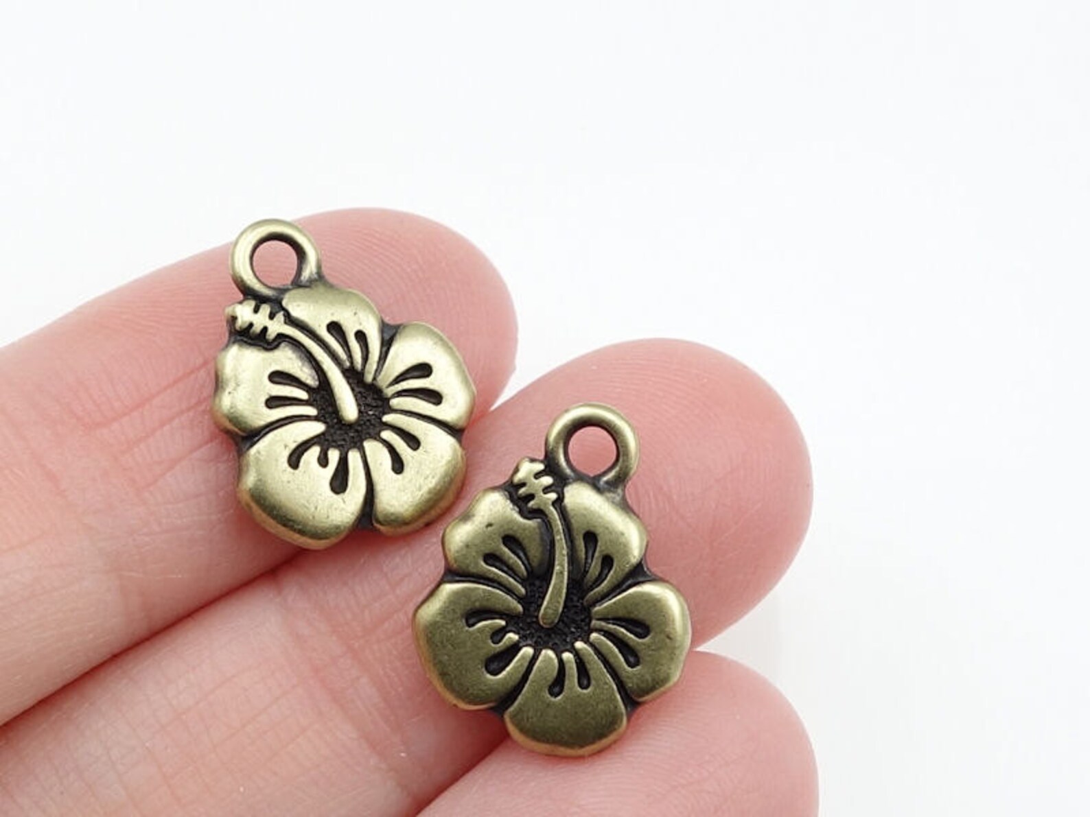Hibiscus Flower Charms Brass Charms Tierracast Hibiscus Charms - Etsy