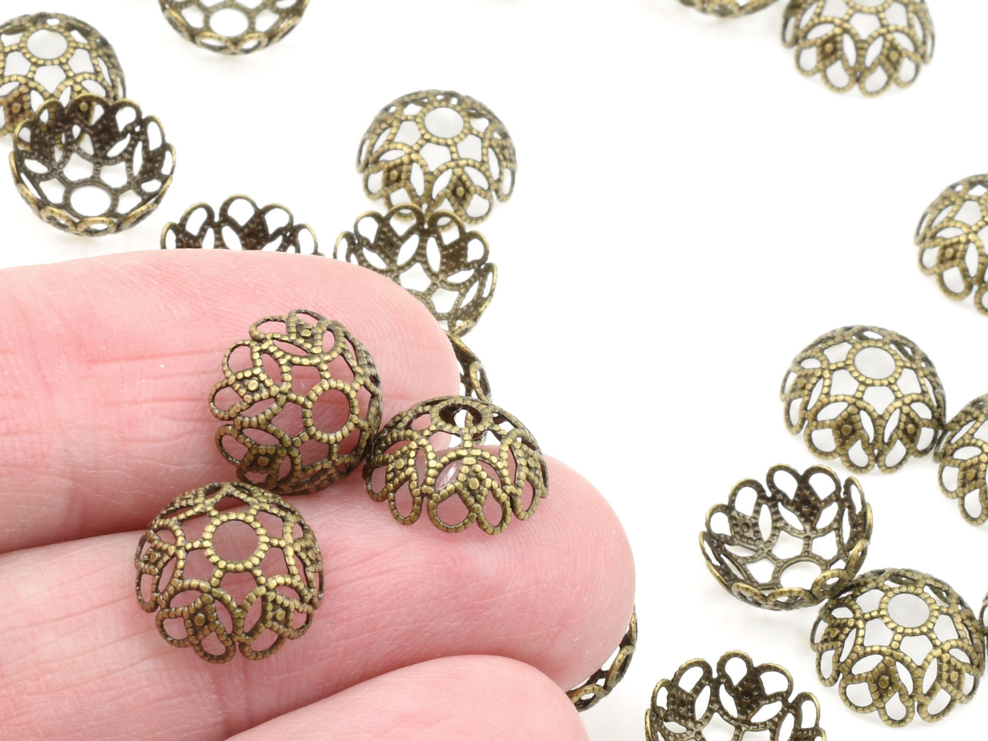 36 Antique Brass Bead Caps 11mm Large Dome Filigree Brass - Etsy