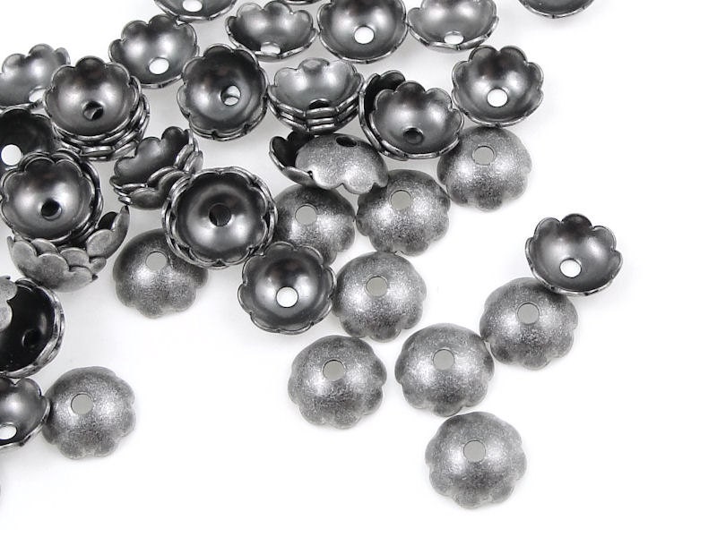6mm Scalloped Dome Bead Cap Findings - Dark ANTIQUE SILVER Caps - Matte ...