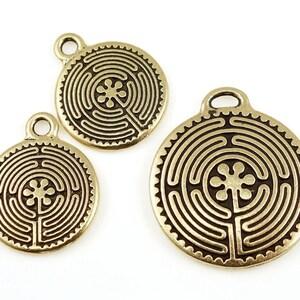 Gold Labyrinth Pendant and Charm Set Tierracast Antique Gold | Etsy