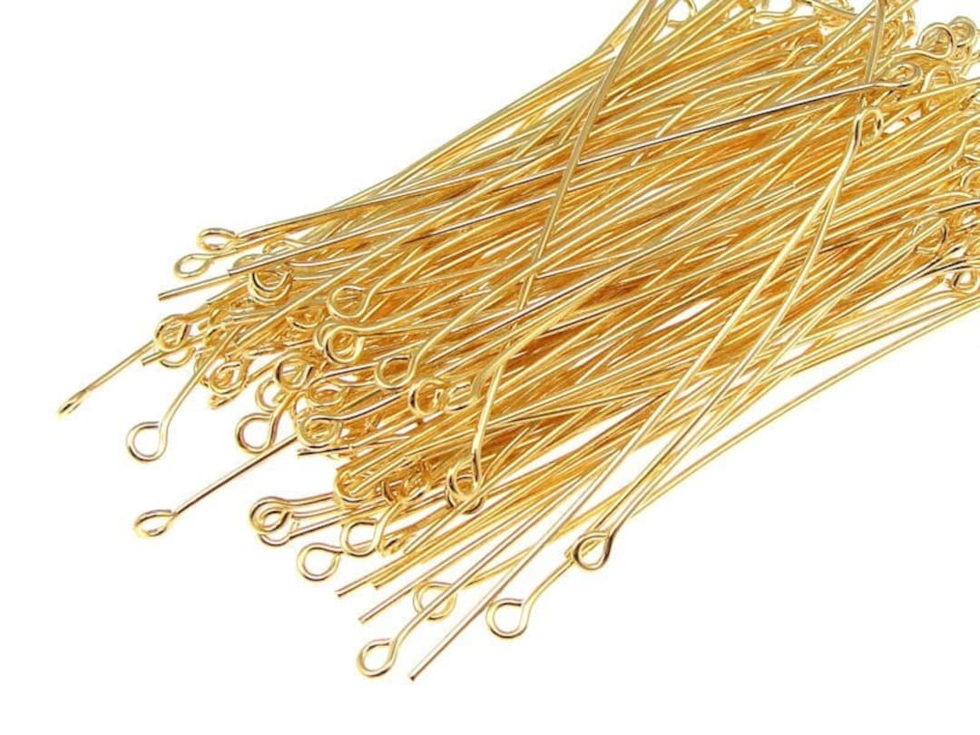 144 2" 21 Gauge Gold Eye Pins - Gold Plated Eyepins - 21 G Eye Head ...