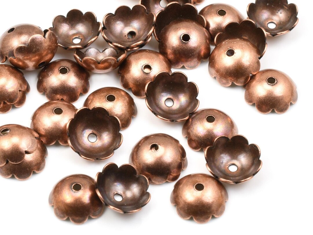 72 Pieces 8mm Scalloped Dome Bead Caps - Antique Copper Beadcaps ...
