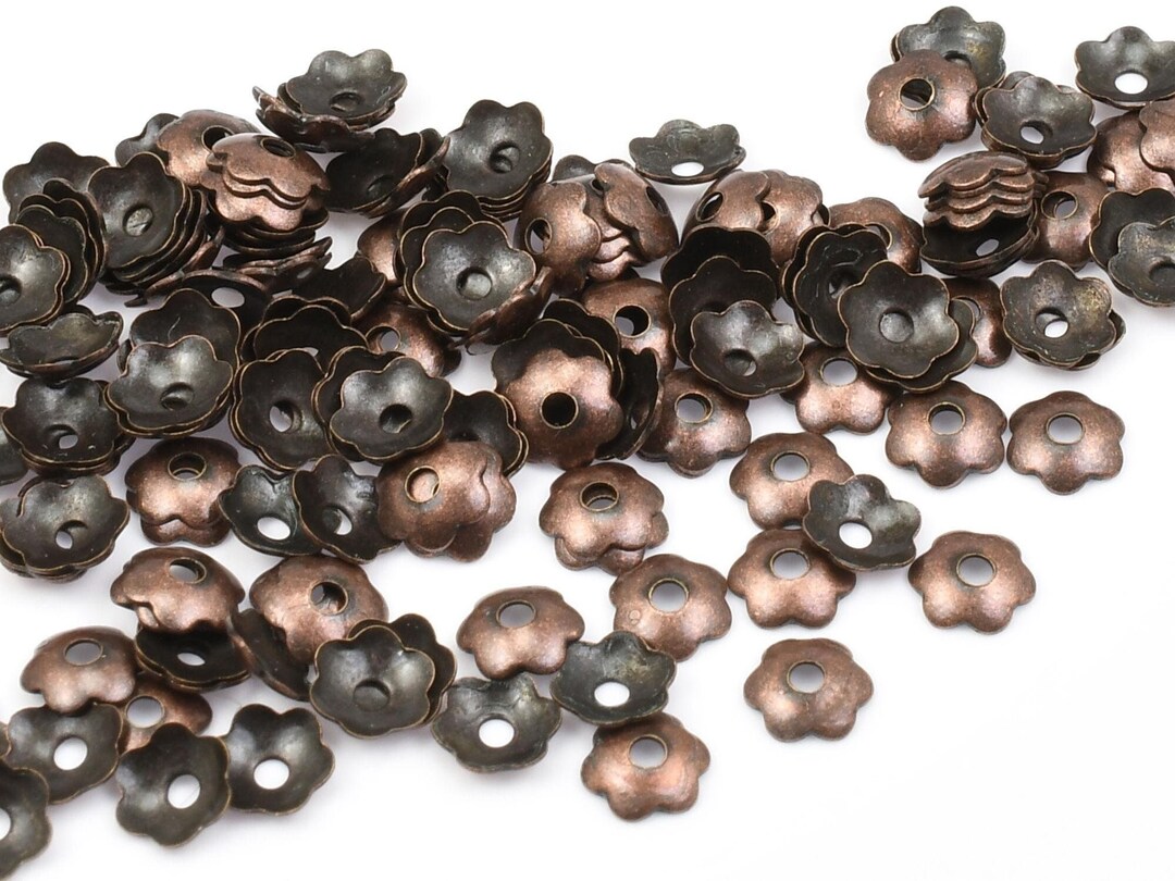 144 Pieces 4mm Scalloped Dome Bead Caps - Tiny Small Dark Antique ...
