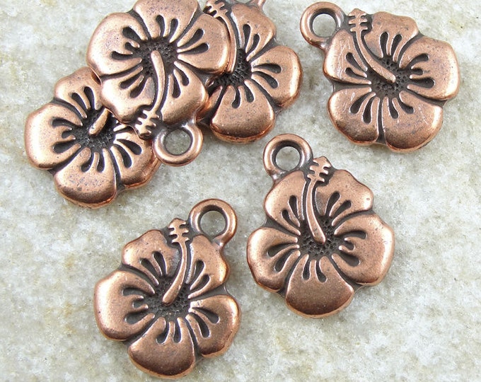 Hibiscus Flower Charms Antique Copper Charms Hawaiian - Etsy