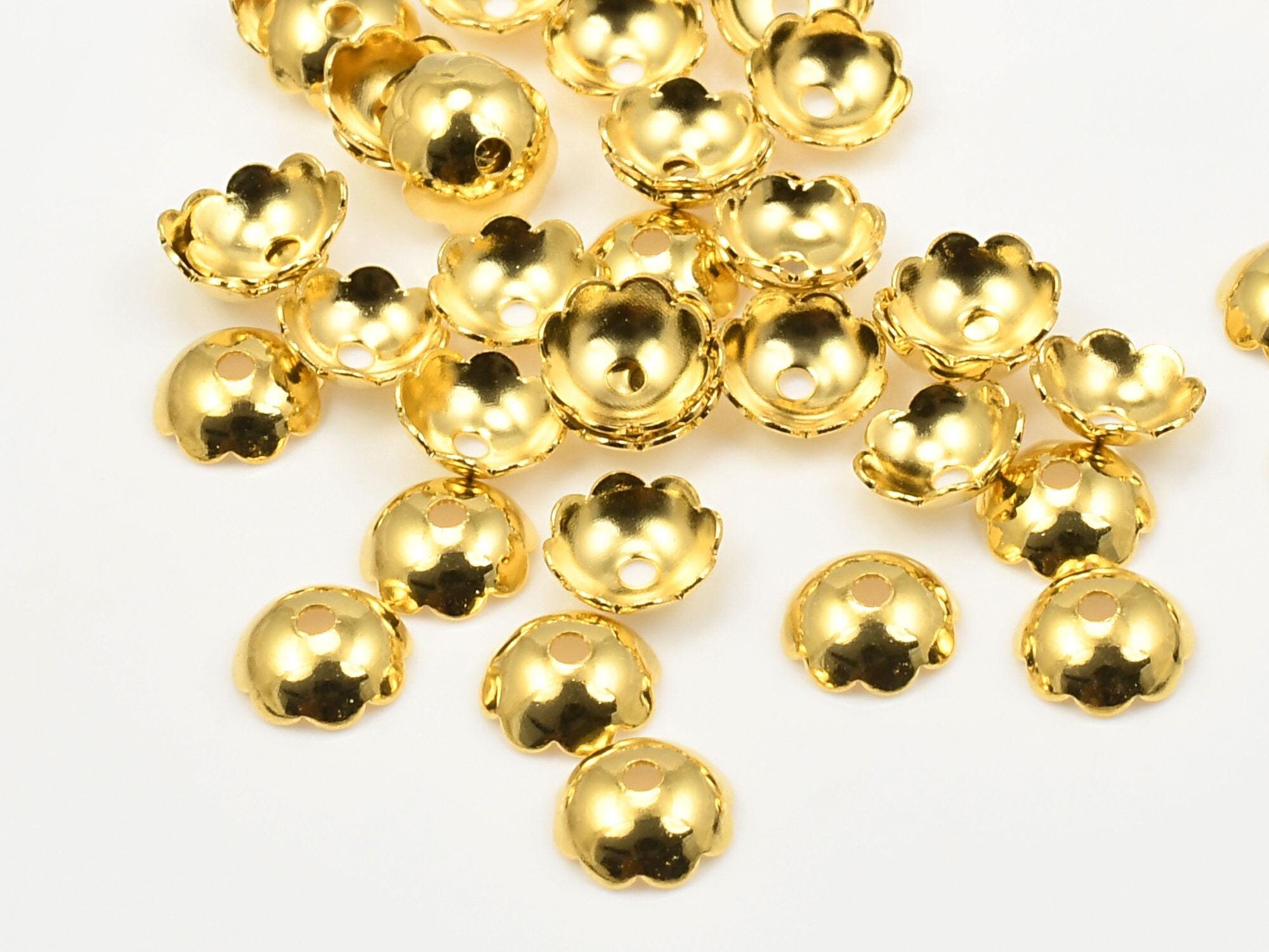 6mm Scalloped Dome Bead Cap Findings - BRIGHT GOLD Caps - Shiny Gold ...