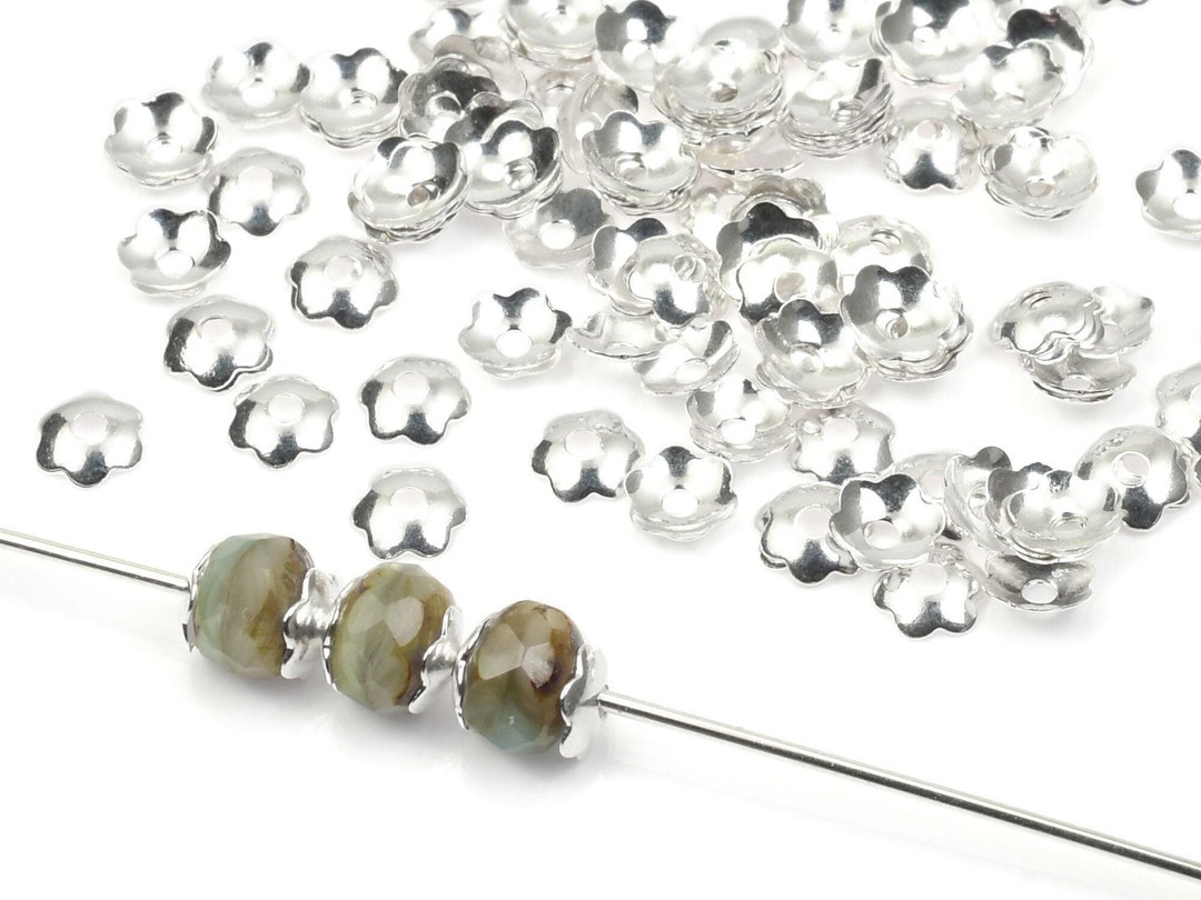 144 Pieces 4mm Scalloped Dome Bead Caps - Tiny Small Bright SILVER Bead ...