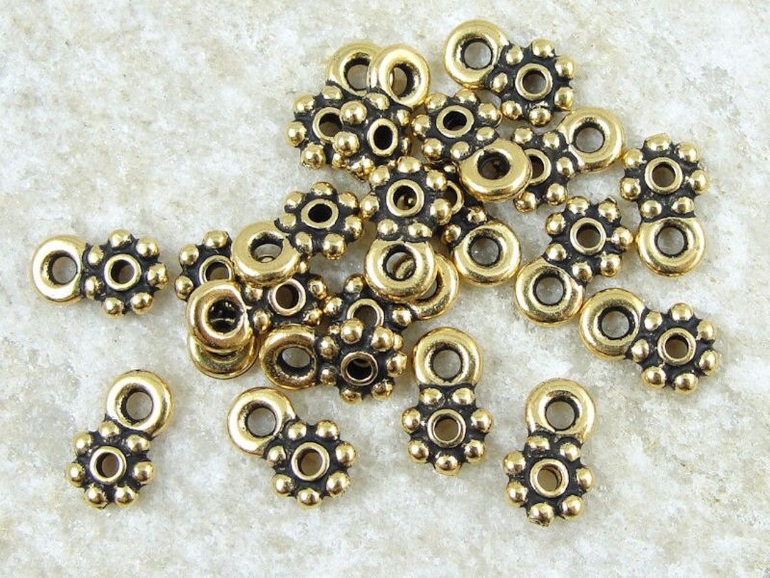 Loop Heishi Beads - Antique Gold 5mm Beaded W/ Loop Spacer Bead Charm ...