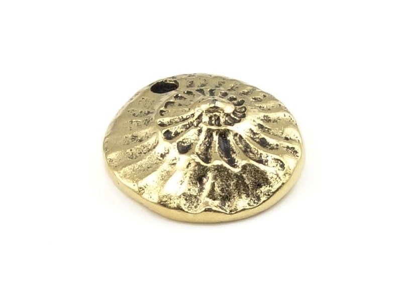 Antique Gold Charm Gold Shell Charm Ammonite Fossil Charm Nunn Design ...