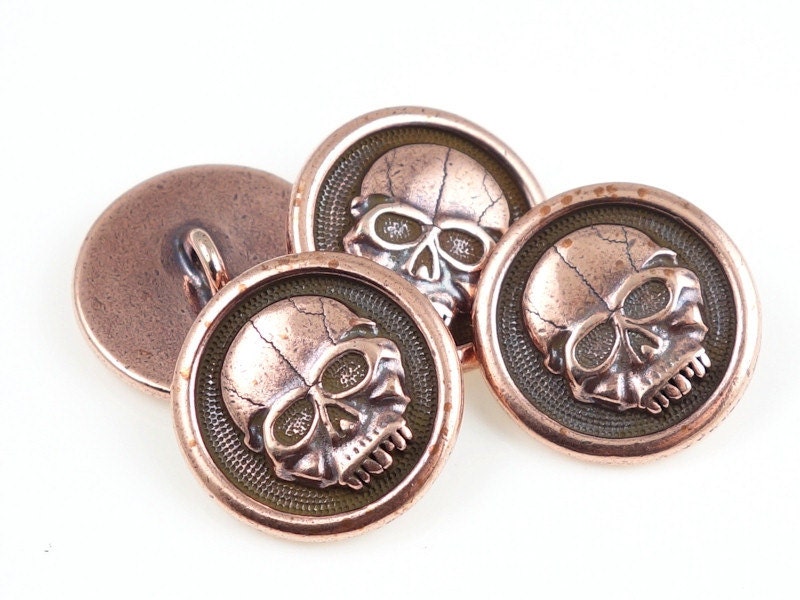 Antique Copper Button Findings Tierracast SCARY SKULL Button | Etsy