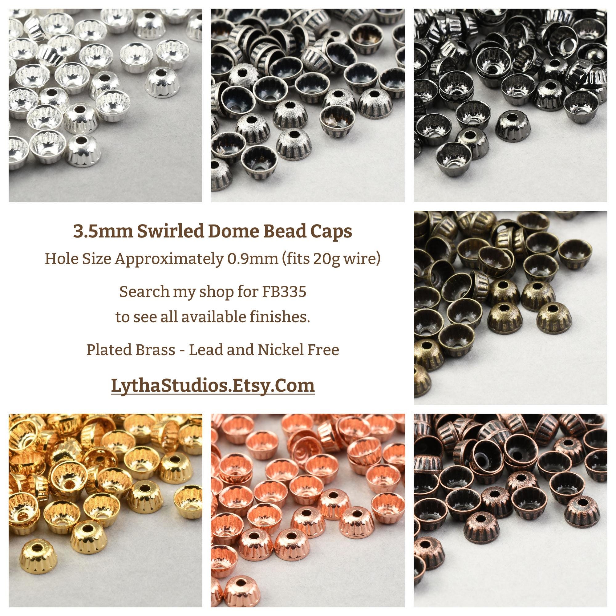 144 Pieces of TINY 3.5mm Swirled Dome Bead Caps - ANTIQUE BRASS Beadcap ...