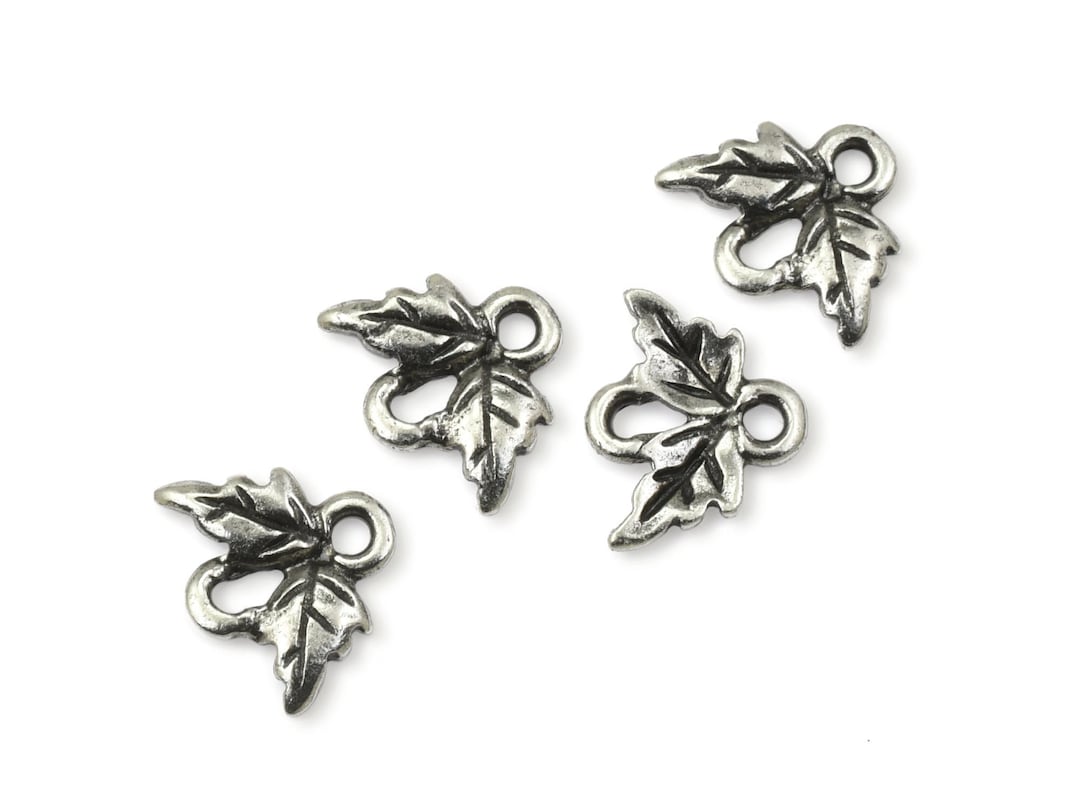 Dark Antique Silver Small Oak Leaf Links - Double Leaf Connector ...