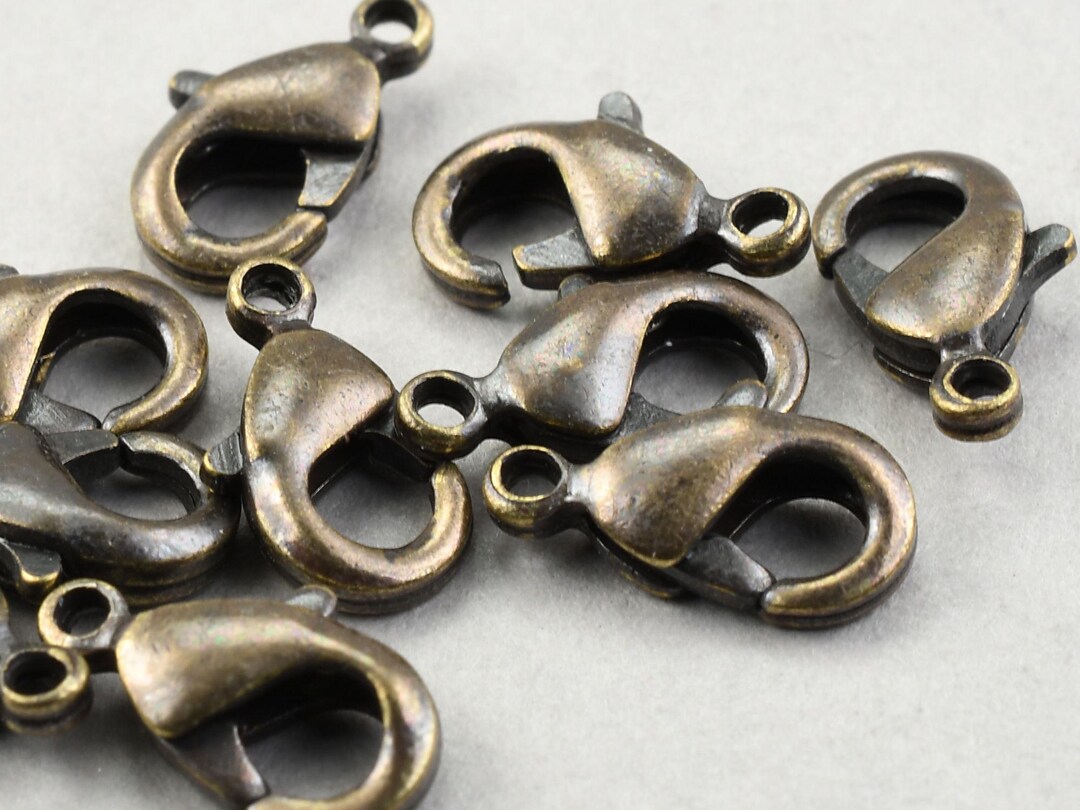 10 Pieces of 10mm ANTIQUE BRASS Lobster Clasps Findings - Oxide Bronze ...