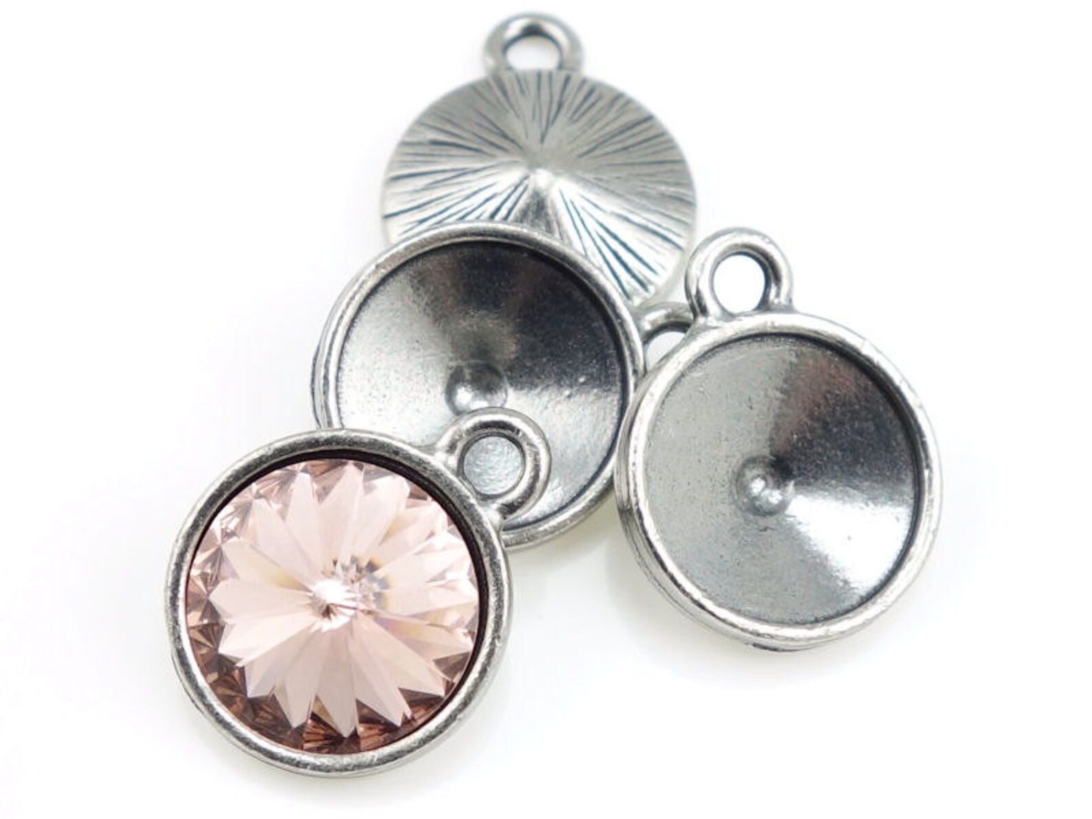 Rivoli Charms for 12mm Swarovski Rivolis Dark Silver Antique Pewter ...