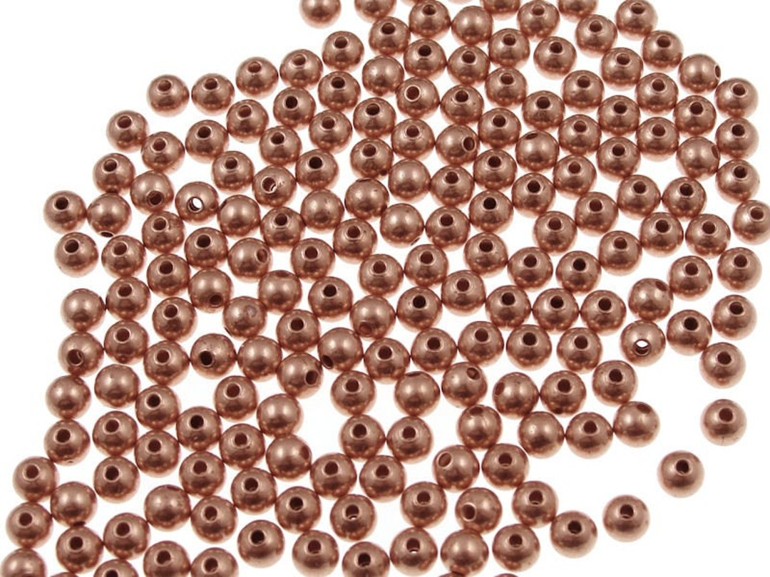 100 Copper Beads - 3mm Round Solid Bright Solid Copper Ball Beads ...