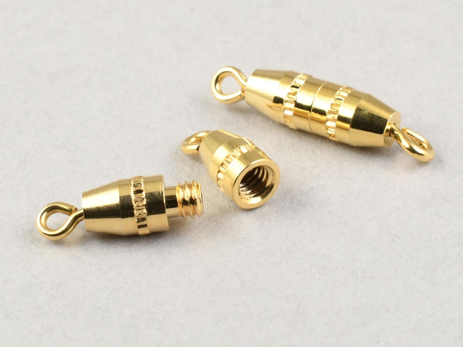 10+ Pieces of 15mm Long Barrel Clasp Findings - BRIGHT GOLD Clasps ...