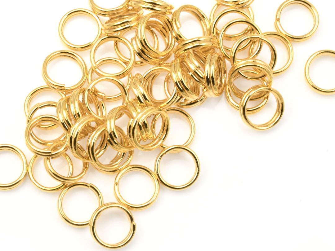 50 Pieces - 6mm Gold Split Ring Findings - Bright Gold Plated ...