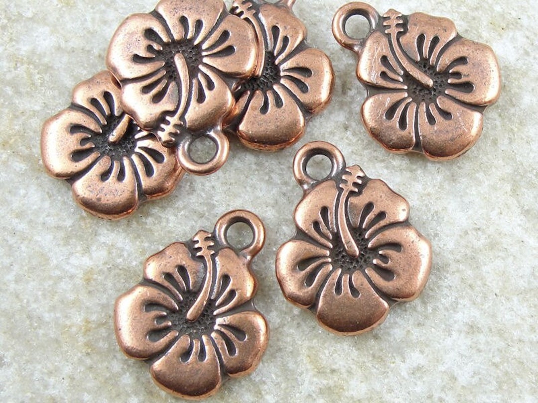 Hibiscus Flower Charms - Antique Copper Charms - Hawaiian Hibiscus ...