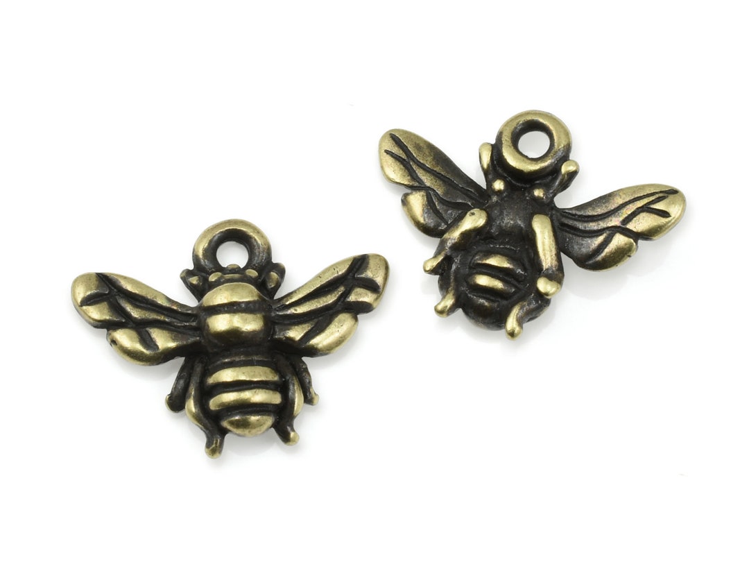 Antique Brass Charms - Tierracast Honeybee Charms - Bronze Honey Bee ...